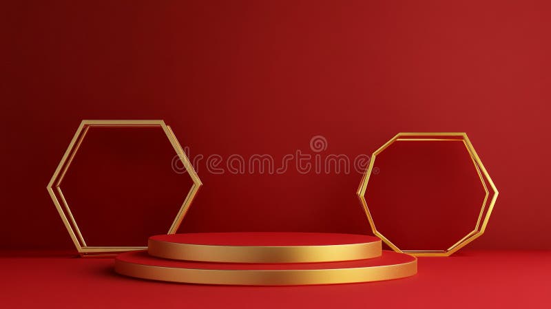Elegant Red and Gold Stage Design for Events or Presentations with ...