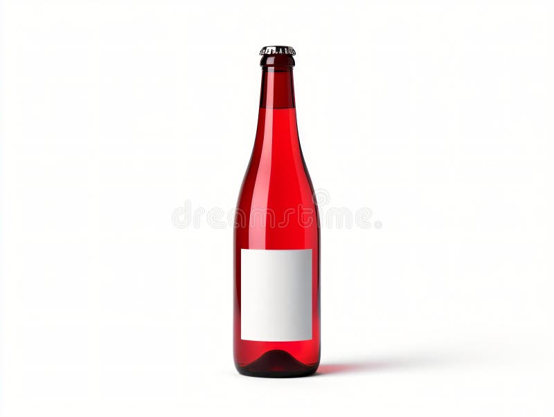 A Striking Red Beverage Bottle with a Black Cap Features a Blank White ...
