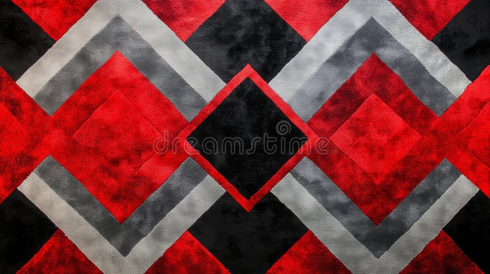 Striking Red and Black Diamond Zigzag Pattern Dynamic Abstract ...