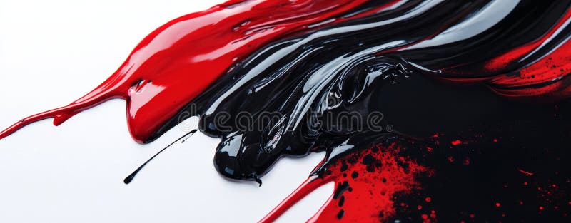 Striking Red and Black Ink Spread on a White Foundation. Stock Image ...