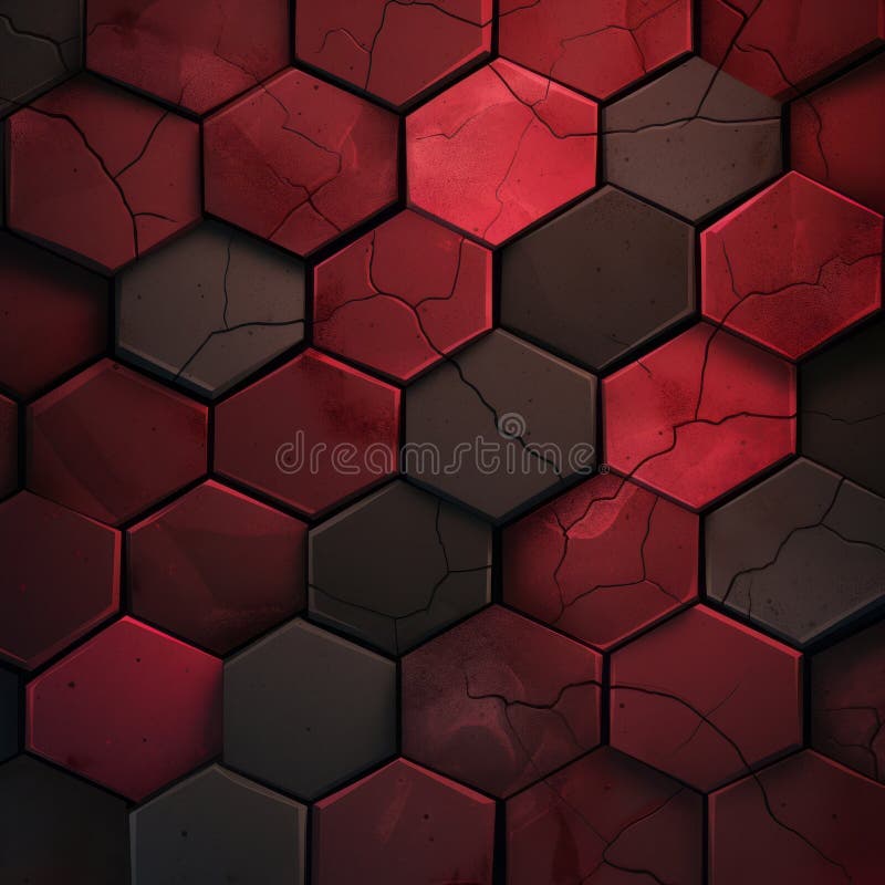 Cubism Image Dark Red Octagon with Cracks - V5.2 Stock Illustration ...
