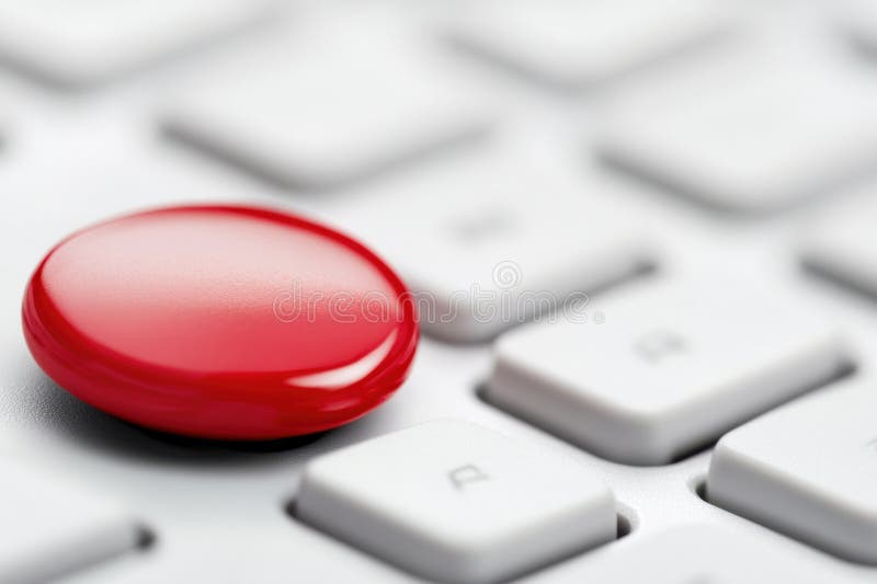 A Vibrant Red Button Contrasting Against a Minimalist White Keyboard in ...