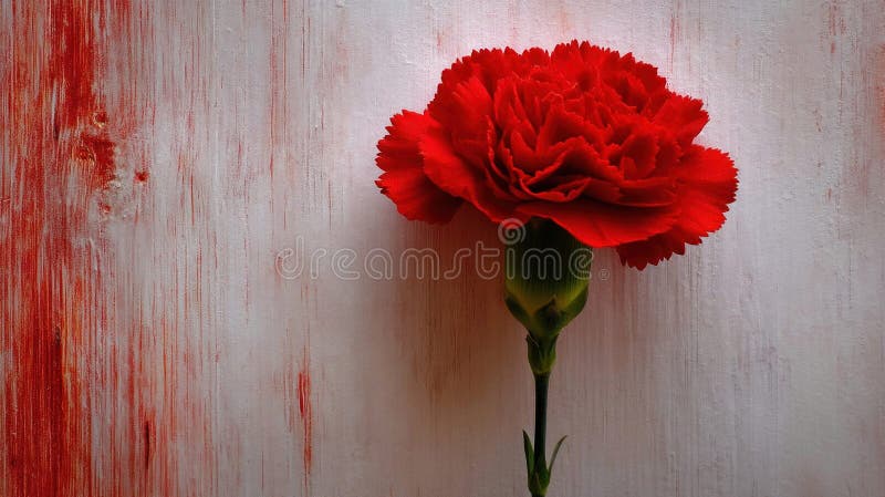 A Striking Red Carnation, in Full Bloom, Set Against a Textured, White ...