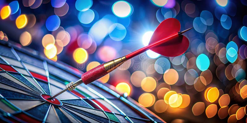 A Striking Red Dart Pierces the Target in LowLight Dartboard ...