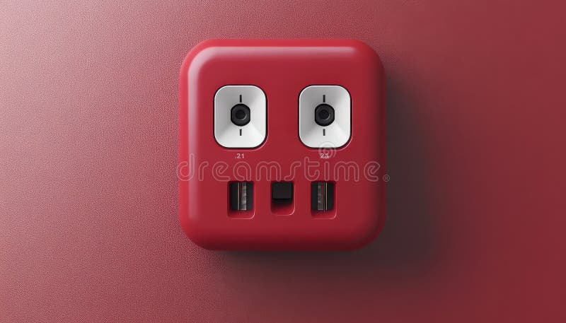 Red Electrical Outlet with USB Ports on a Solid Background Enhances ...