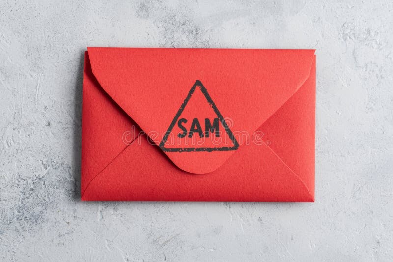 Red Envelope with Warning Sign for Spam Alert Stock Illustration ...