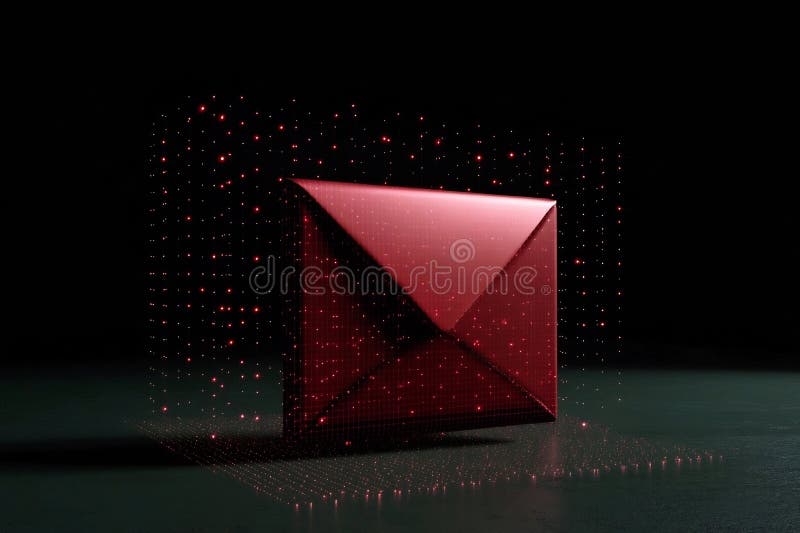 Striking Red Geometric 3D Prism with Lighting Effect on Dark Background ...
