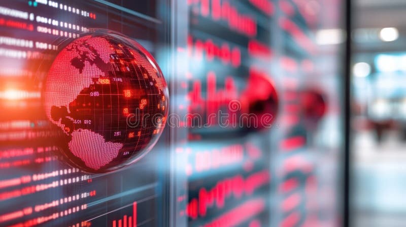 Striking Red Globe on Display in Contemporary Office Environment Red ...