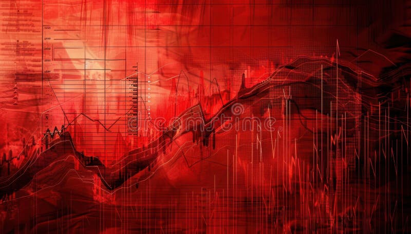 Dynamic Red Data Visualization Depicting Market Trends and Fluctuations ...