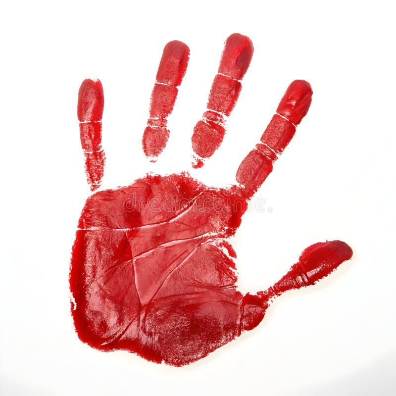 Red Handprint Isolated on White Background Stock Illustration ...