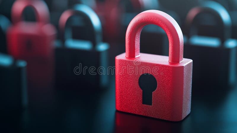 Striking Red Padlock Stands Out among Black Padlocks Symbolizing ...