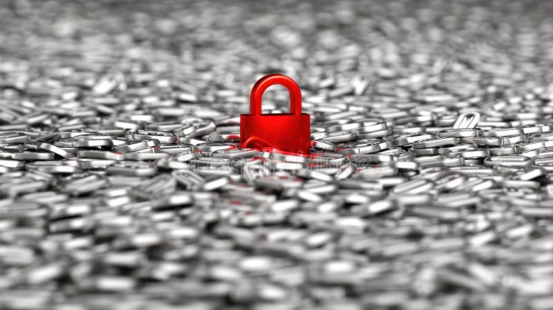 A Striking Red Padlock Stands Out among Silver Keys, Representing ...