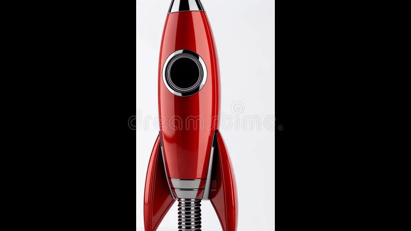 Sleek Red Rocket Model with Gleaming Chrome Accents in Vertical ...