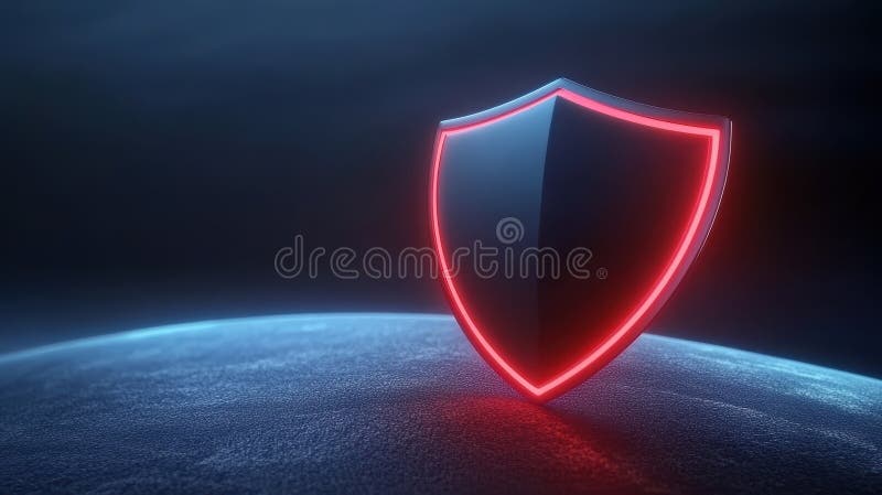 A Striking Red Shield Against Dark Background, Symbol of Protection and ...