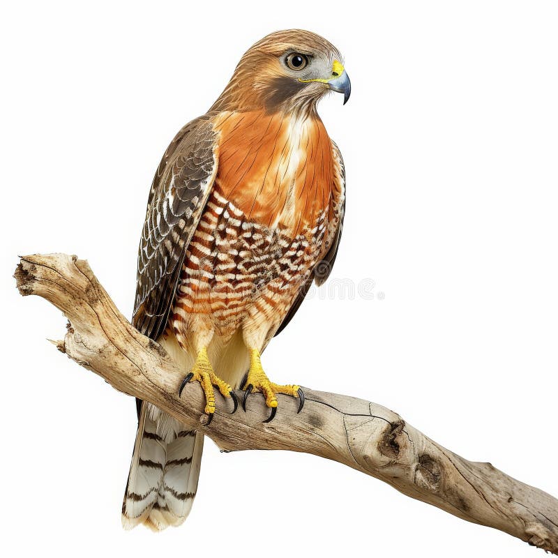 A Striking Red-shouldered Hawk Perched on a Branch, Its Sharp Eyes ...