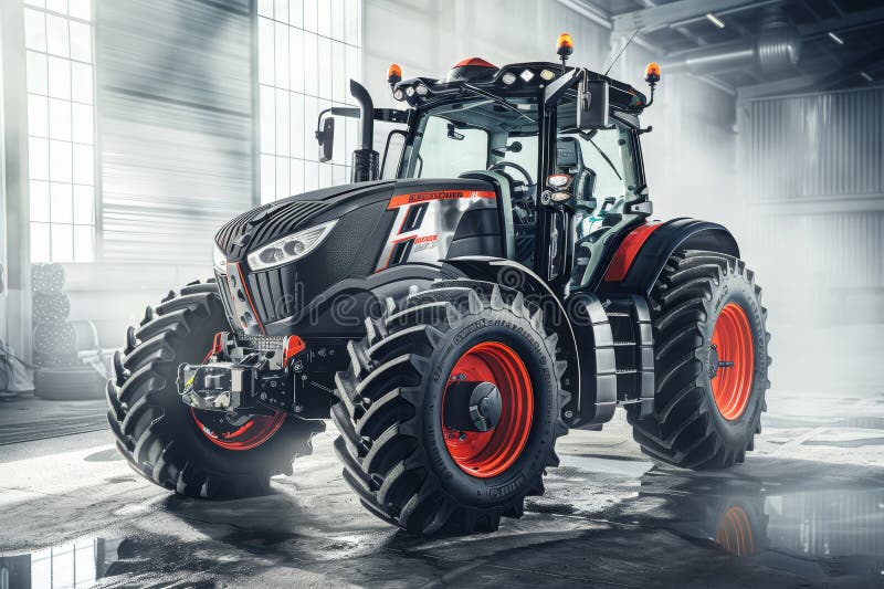Striking Red Tractor in Modern White Warehouse Setting with Expert ...