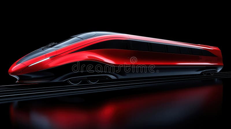 A Striking Red Train Set Against a Dramatic Black Background ...