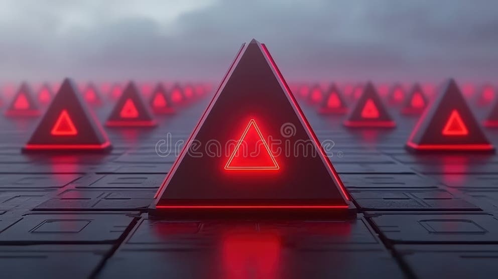 Striking Red Triangle on Computer Keyboard, Symbol of Modern Technology ...
