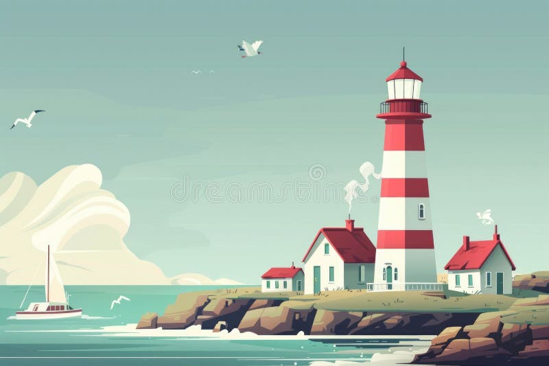 A Striking Red and White Lighthouse Perched on a Cliff. Ideal for ...