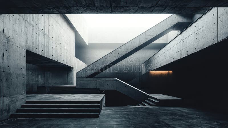 Sharp Angled Brutalist Architecture in Concrete Spaces Stock ...