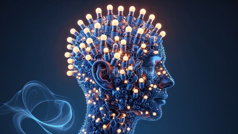 A Striking Representation of a Human Head Filled with Glowing Light ...