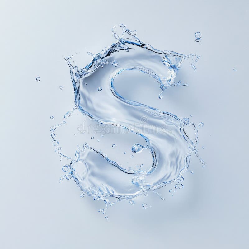 Liquid Letter S Formed by Splashing Water on a Light Background ...