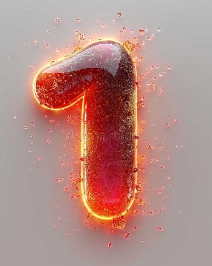 A Vibrant, Glowing Number One Surrounded by Bubbles, Showcasing a ...