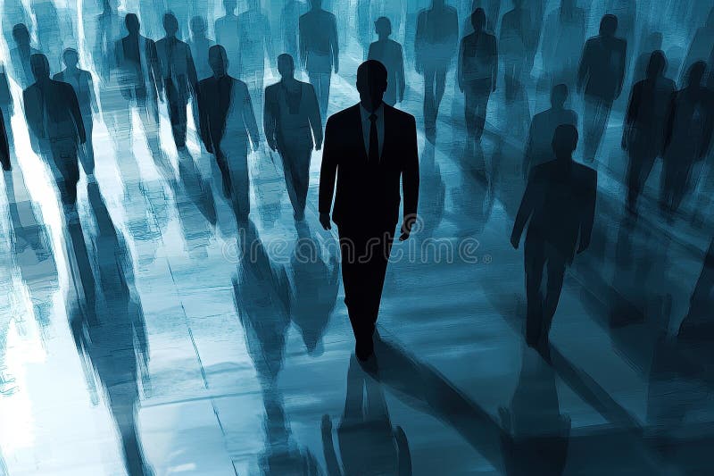 Unique Bright Silhouette of a Human Figure among Transparent Shadows in ...