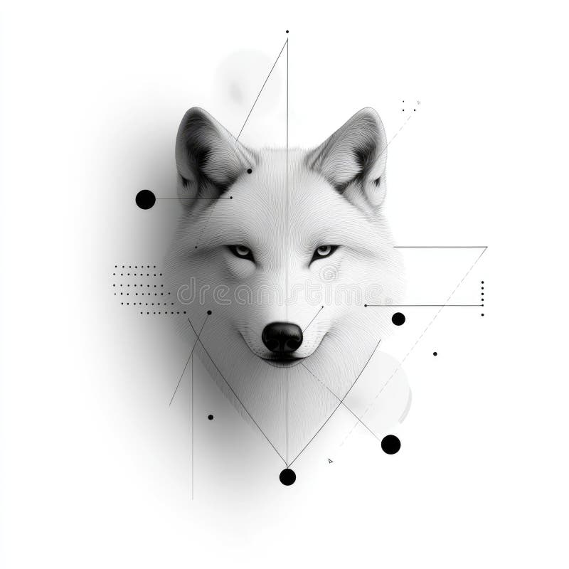 A Striking Representation of a White Wolf S Face, Surrounded by ...