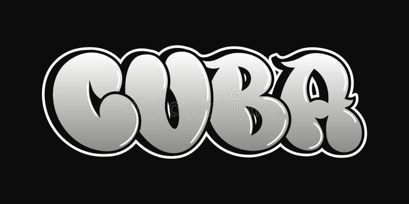 Bold Graphic Design Featuring Cuba in Stylized Font with a Metallic ...