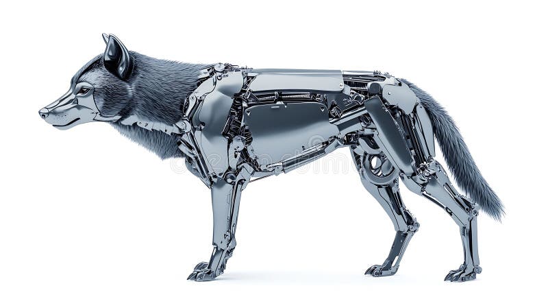 Robotic Wolf Sculpture in Metallic Finish Stock Illustration ...