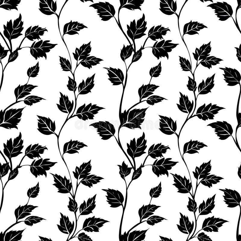 Striking Seamless Branch Pattern in Bold Black and White for Dramatic ...