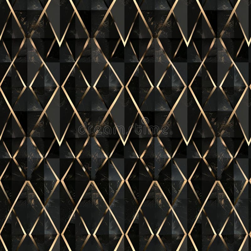 Striking Seamless Texture Featuring a Diamond Pattern in Black and Gold ...