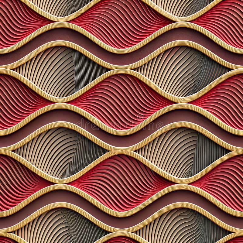 Abstract Red and Gold Wave Pattern Seamless Texture Stock Illustration ...