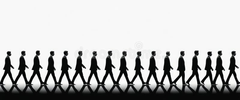 Silhouette of Businessmen Walking in Unison Stock Photo - Image of ...