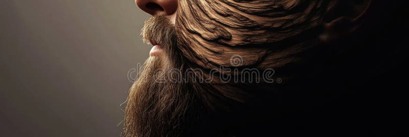 Silhouette of a Beard Showcasing Intricate Wood Grain Texture Against a ...