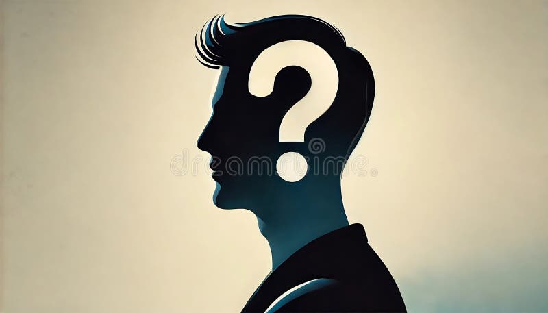 Profile Silhouette with a Question Mark in Mind Stock Illustration ...