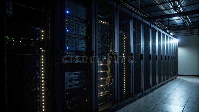 Modern Data Center Infrastructure a Silhouette of Server Racks ...