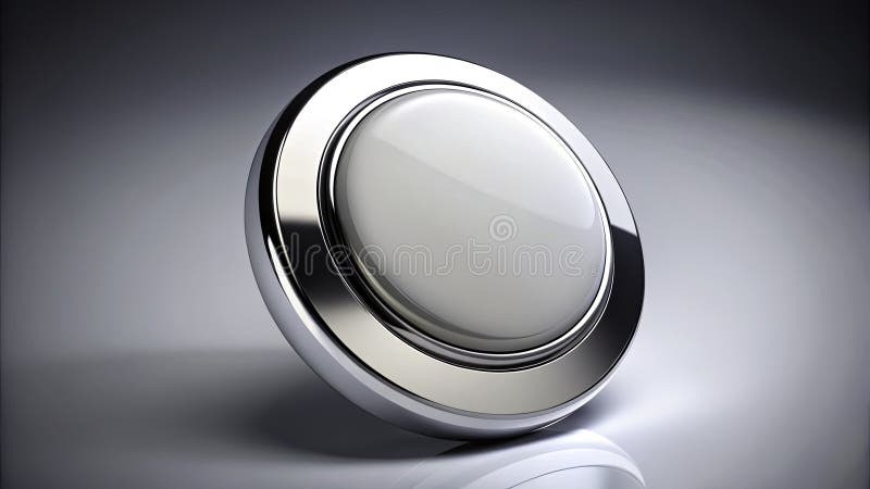 A Striking Silhouette of a Sleek White Round Button with a Chrome Frame ...