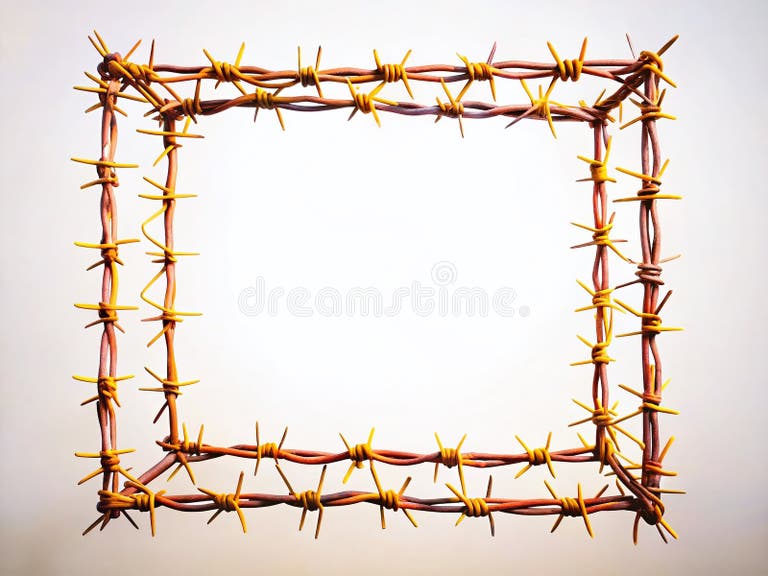 Striking Silhouette of a Square Barbed Wire Frame Against a Clean White ...