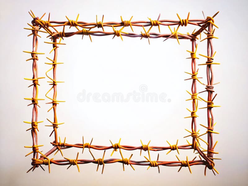 Striking Silhouette of a Square Barbed Wire Frame Against a Clean White ...