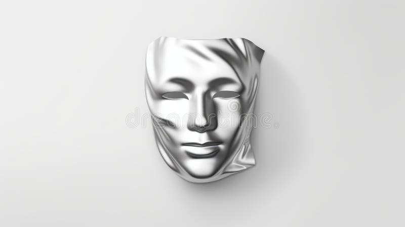 A Striking Silver Mask Rests on a White Backdrop, Symbolizing Deceit ...