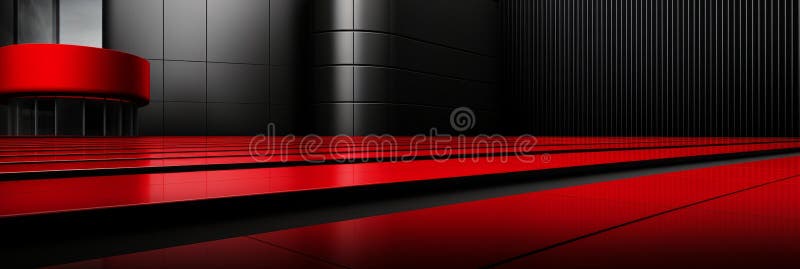 Striking Skyscraper Silhouette Bold Horizontal Lines in Black and Red ...