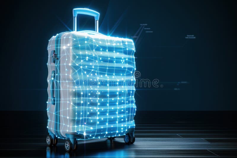 Futuristic Smart Suitcase with Holographic Design in a Sleek, Modern ...