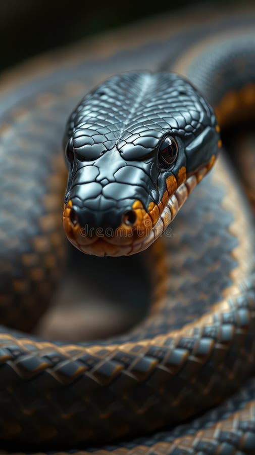 Close-up of a Coiled Snake Showcasing Intricate Scales and Vivid Colors ...
