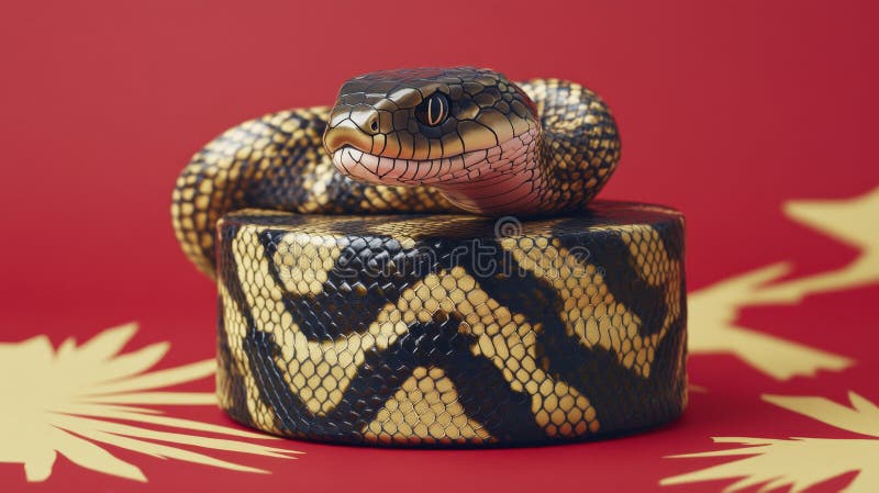 Striking Snake on Decorative Circular Base with Vibrant Background ...