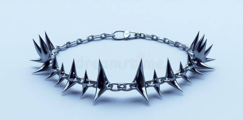 A Striking Spiked Metal Collar is Exhibited on an Unadorned Surface ...