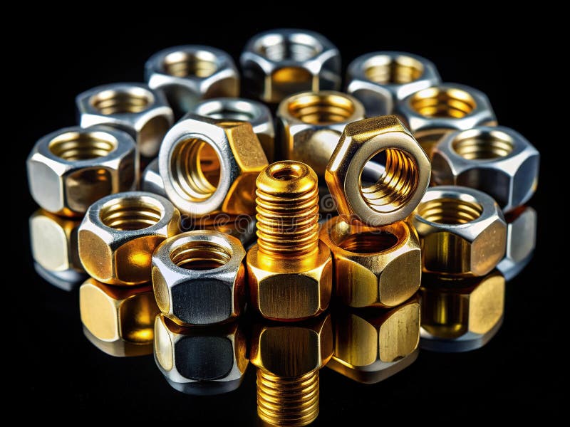 A Striking Still Life Black Reflective Surface with Silver and Gold ...