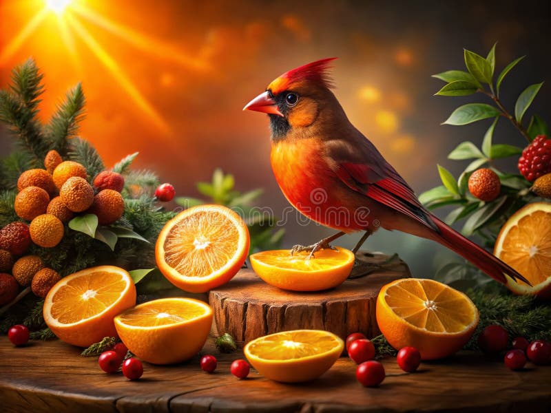 A Striking Still Life Exploring the Abstract Beauty of a Cardinal and ...