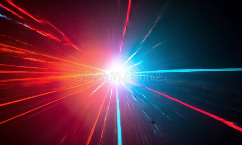 Contrasting Red and Blue Light Rays Bursting from White Center Stock ...